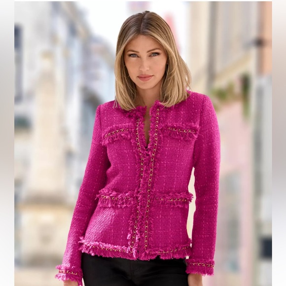Boston Proper | Jackets & Coats | Boston Proper Pink Blazer With Frayed ...